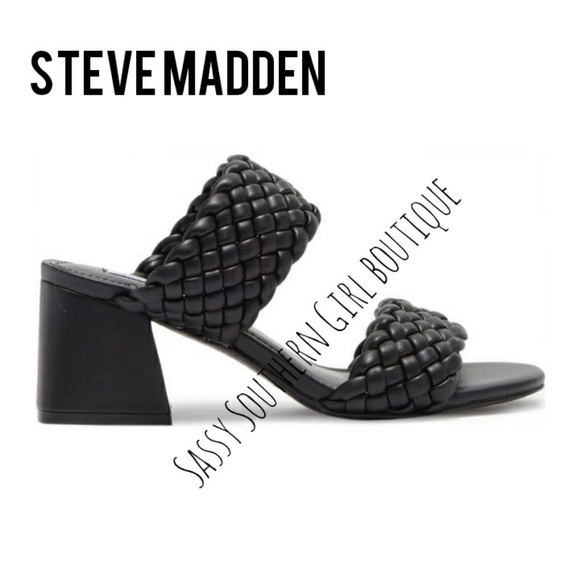 Steve Madden | Shoes | Steve Madden Black Daphne Braided Mule Heels ...